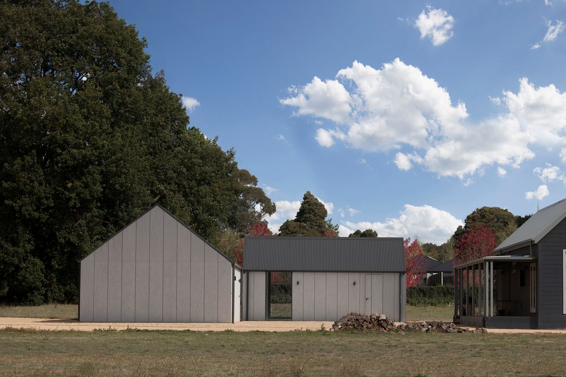 Modern Barn Outside, Minimal Studio and Gallery Space Inside