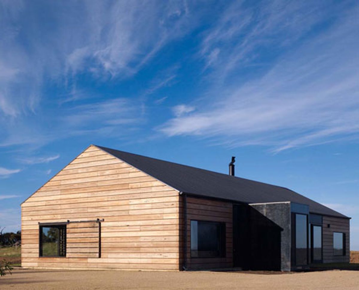 Hill Plain House: Agricultural Chic Outside; Moody Bachelor Pad Inside