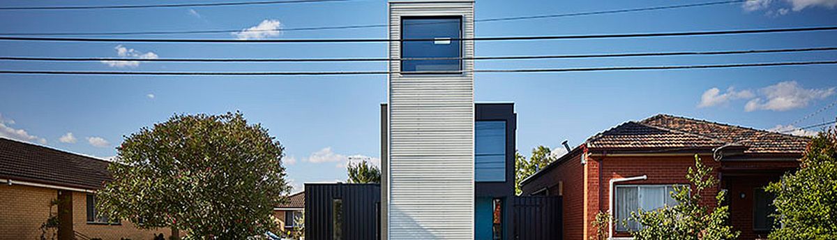 Modular Tower House's Lofty Design Makes a Statement in Sleepy Suburb