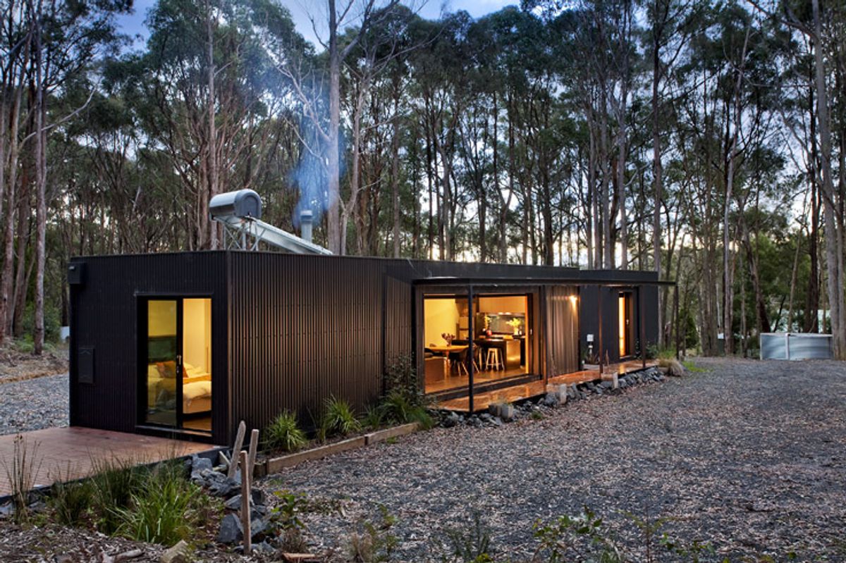 A Perfectly Proportioned Prefab Cabin Secluded in a Forest Clearing