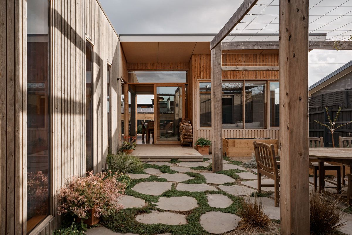 Courtyard design creates a sunny, yet protected, coastal home