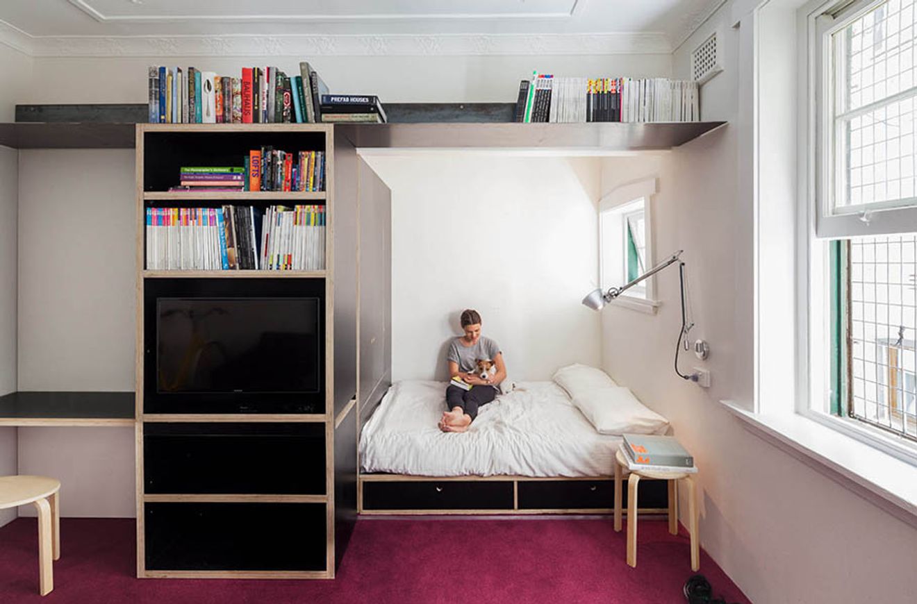 There's a Bedroom Tucked Behind that Sliding Wall!