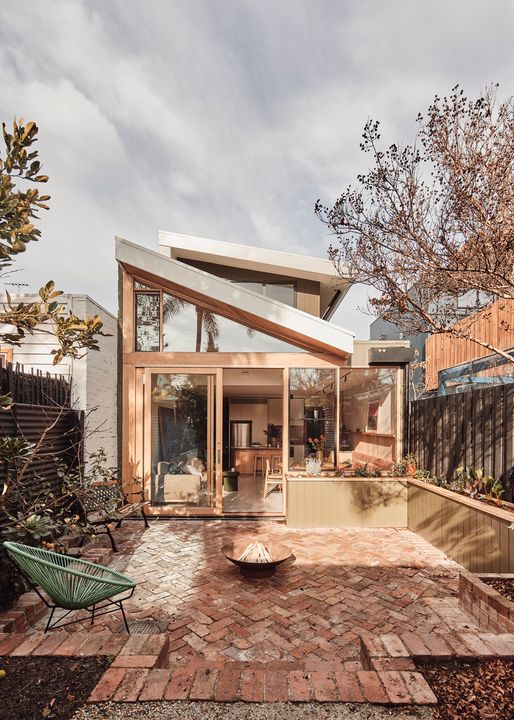 An intricate roofline, folded like origami, grabs light and views