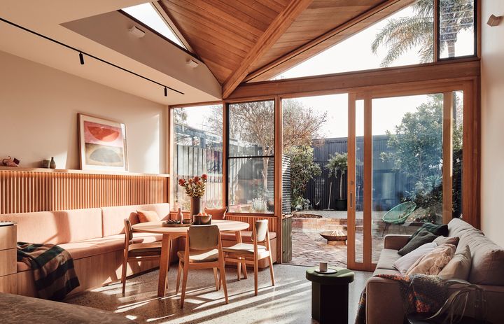 An intricate roofline, folded like origami, grabs light and views
