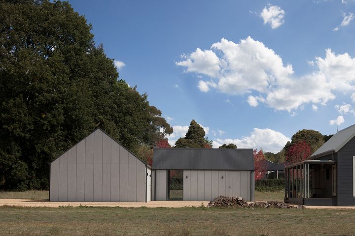 Modern Barn Outside, Minimal Studio and Gallery Space Inside